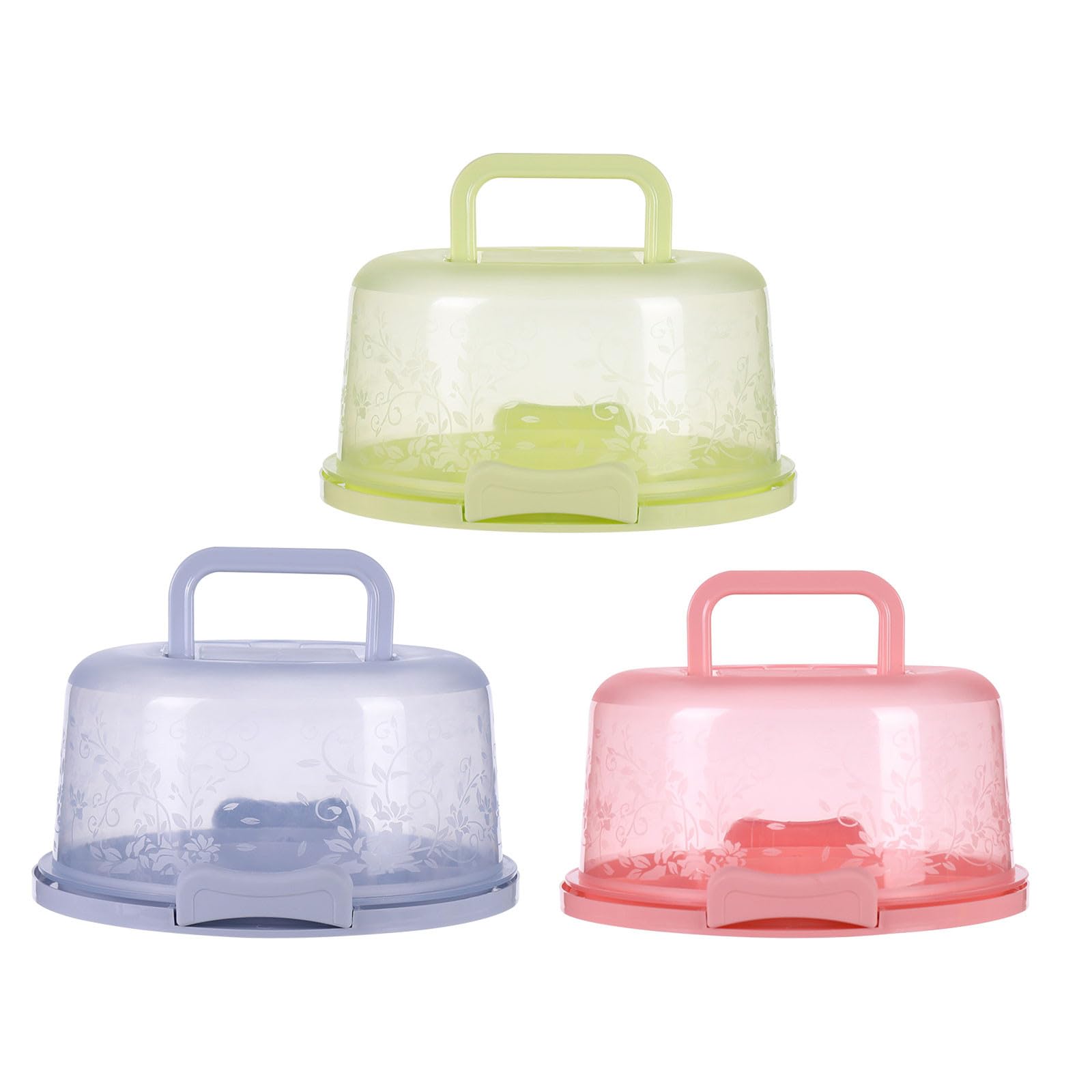 Cake Box Round Cake Stand with Lid and Foldable Handle Cake Holder Storage Container Cupcake Carrier KeeperContainer for Storage Birthday Cakes Cupcakes Nuts Fruits Gifts