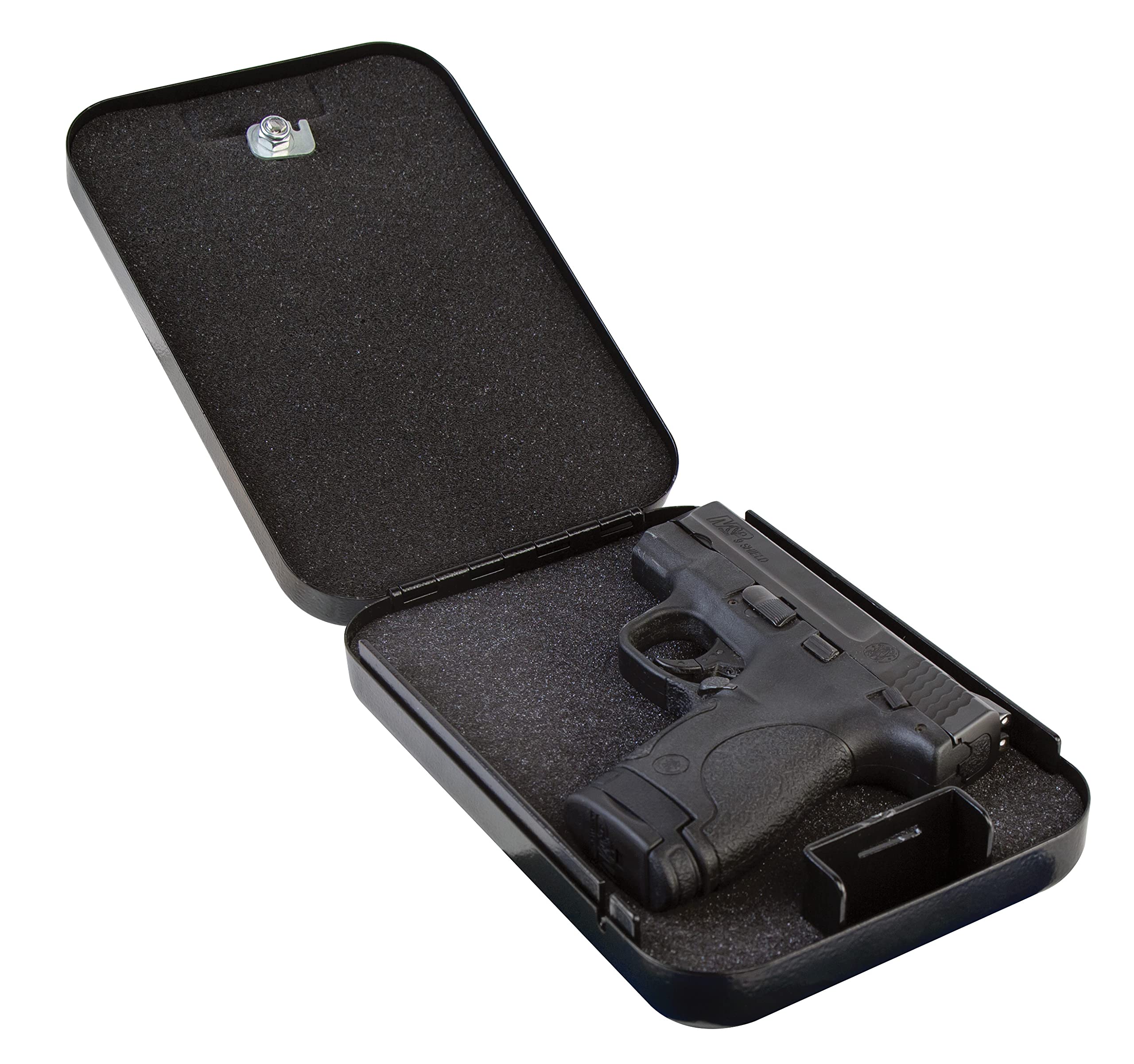 Lockdown Keyed Compact and Subcompact Handgun Vault with All Steel Construction, TSA Approval and CA DOJ Certification for Secure Storage and Travel