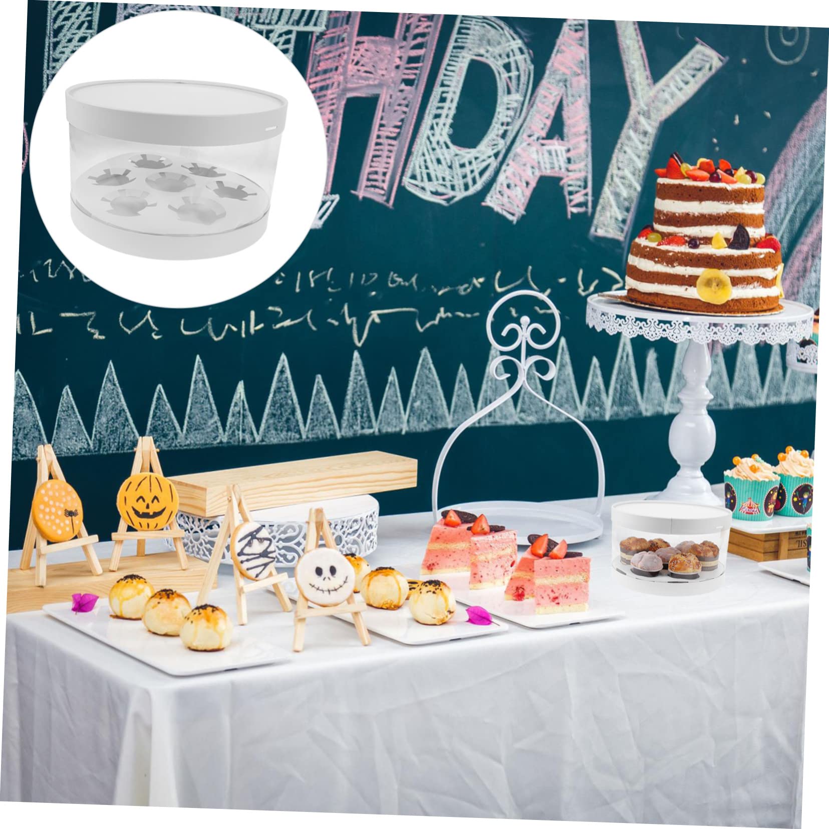 Abaodam 2pcs Elegant Cupcake Carrier Box Cupcake Packaging Box Handle for Cupcake Muffin Cake Safe Material Easy to Carry for Party Catering