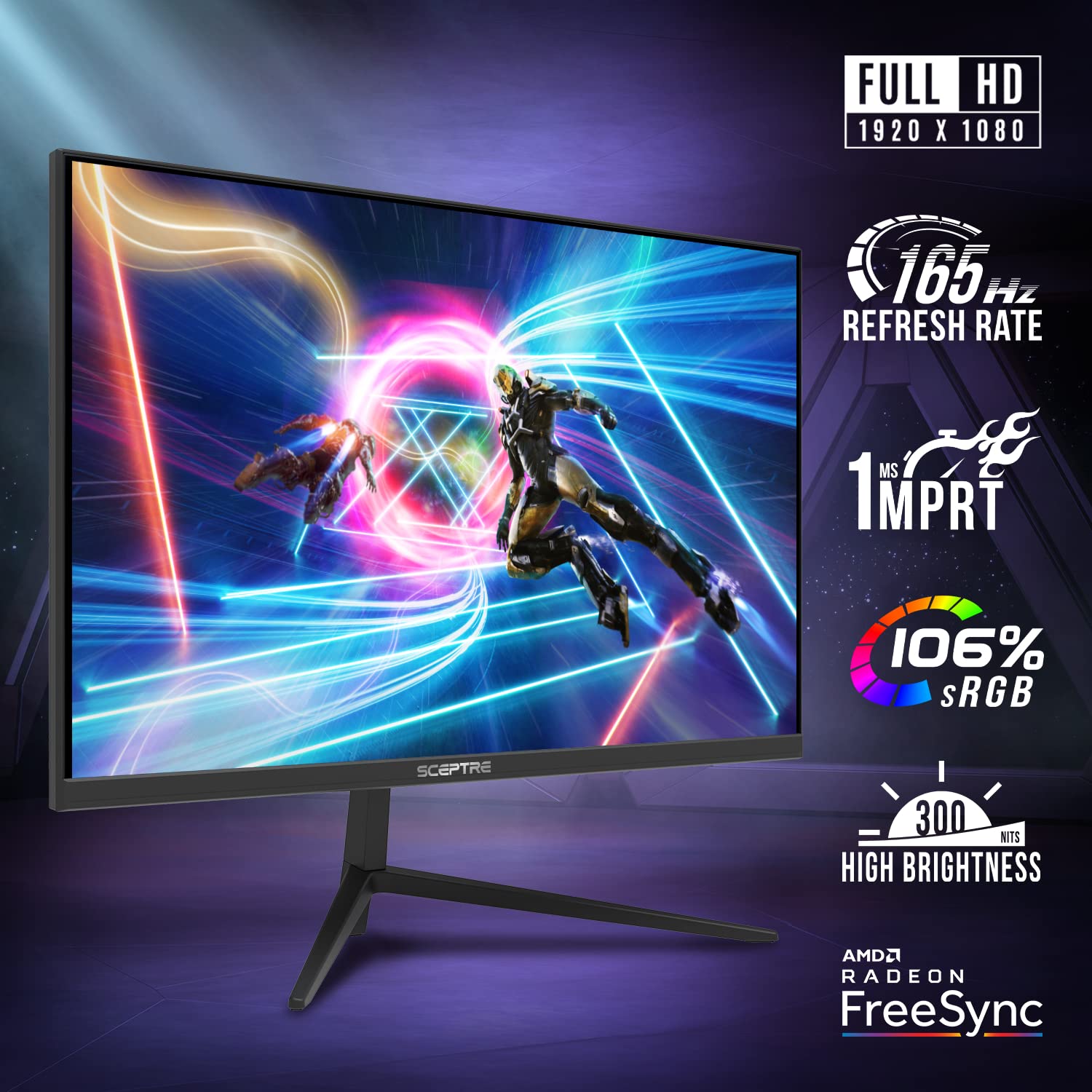Skytech Gaming Archangel Gaming Computer PC Desktop with Sceptre 25" 165Hz 1ms Gaming Monitor
