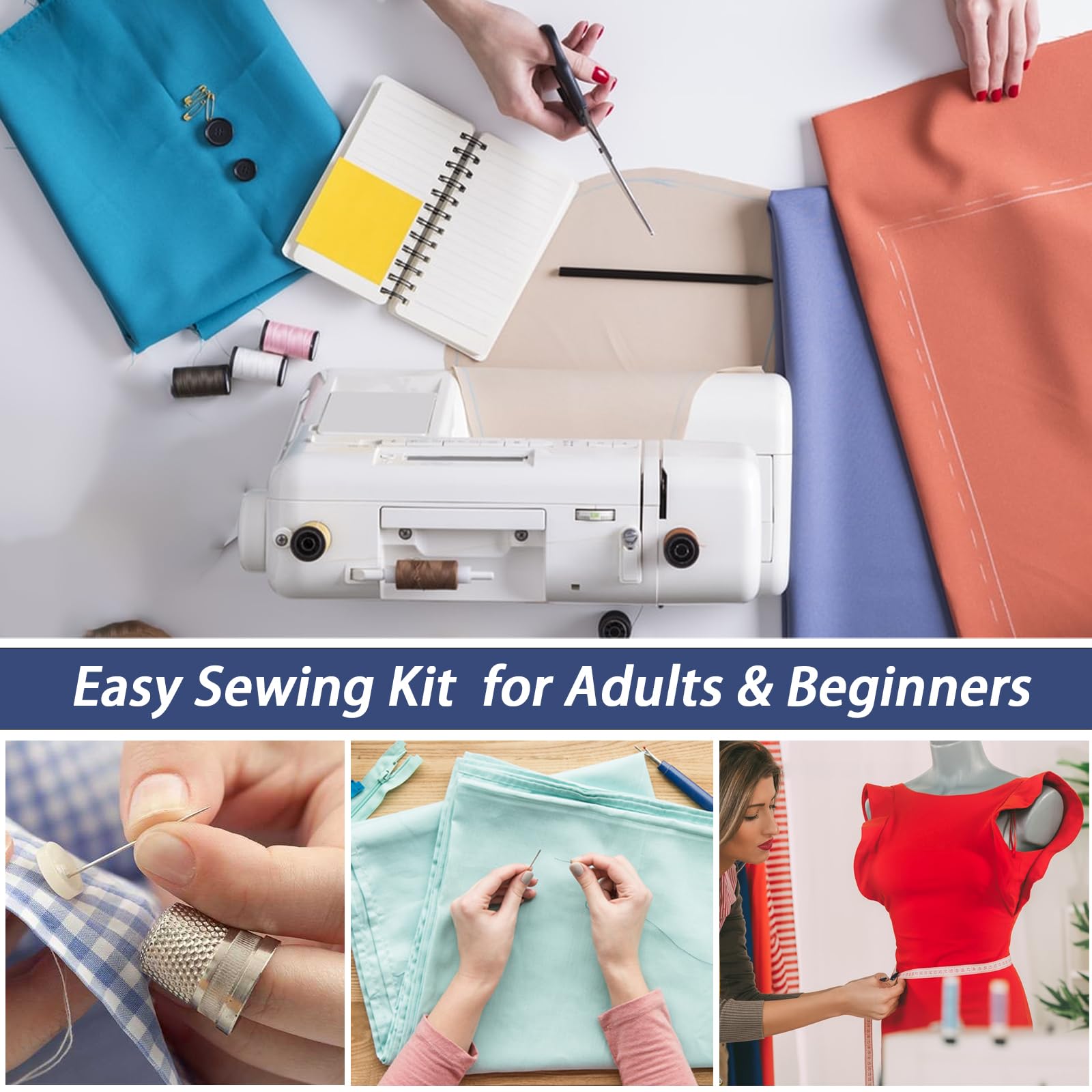 Sewing Kit,Sewing Bag Set, Portable Sewing Kit - DIY Supplies with Accessories, Ideal for Adults, Beginners, Travelers and More. Includes Black Handbag.