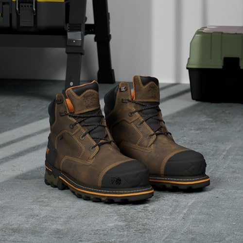 Timberland PRO Men's Boondock 6 Inch Composite Safety Toe Waterproof Industrial Work Boot, Brown, 5
