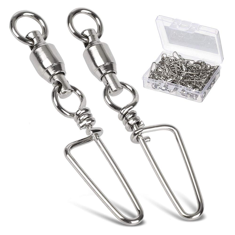 AMYSPORTS High Strength Fishing Snap Swivels - Ball Bearing Barrel Swivels, Stainless, Saltwater Corrosion Resistant - 25pcs, 31lbs