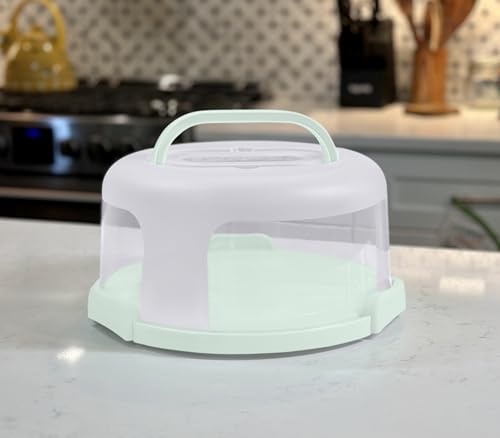 Kivi Cake Carrier with Lid and Handle β Practical Cake Holder with Lid and Sturdy Clamps β Multipurpose Cake Container 10 Inch - Cupcake Carrier fits 11 Cupcakes - Dishwasher Safe