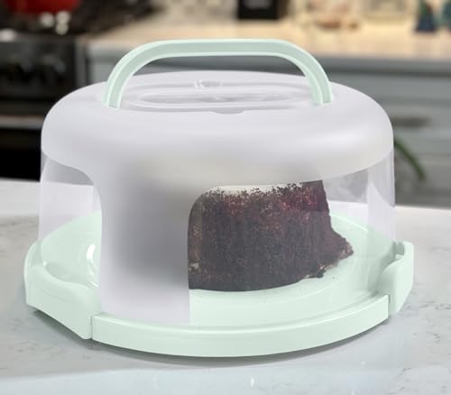 Kivi Cake Carrier with Lid and Handle β Practical Cake Holder with Lid and Sturdy Clamps β Multipurpose Cake Container 10 Inch - Cupcake Carrier fits 11 Cupcakes - Dishwasher Safe