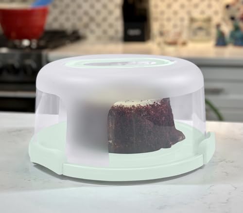 Kivi Cake Carrier with Lid and Handle β Practical Cake Holder with Lid and Sturdy Clamps β Multipurpose Cake Container 10 Inch - Cupcake Carrier fits 11 Cupcakes - Dishwasher Safe