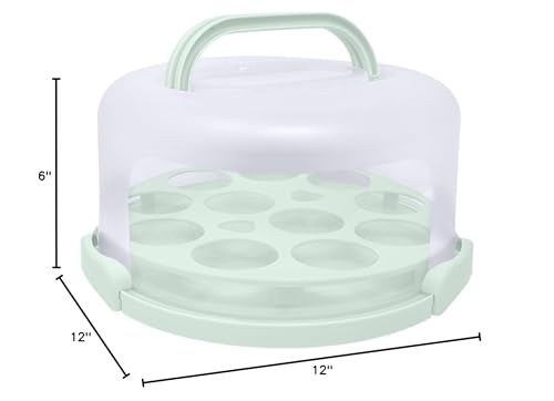 Kivi Cake Carrier with Lid and Handle β Practical Cake Holder with Lid and Sturdy Clamps β Multipurpose Cake Container 10 Inch - Cupcake Carrier fits 11 Cupcakes - Dishwasher Safe