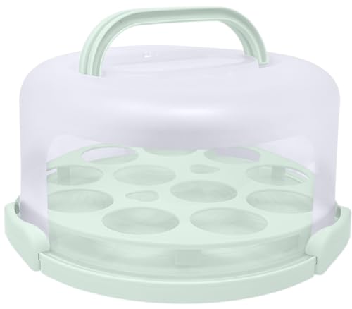 Kivi Cake Carrier with Lid and Handle – Practical Cake Holder with Lid and Sturdy Clamps – Multipurpose Cake Container 10 Inch - Cupcake Carrier fits 11 Cupcakes - Dishwasher Safe