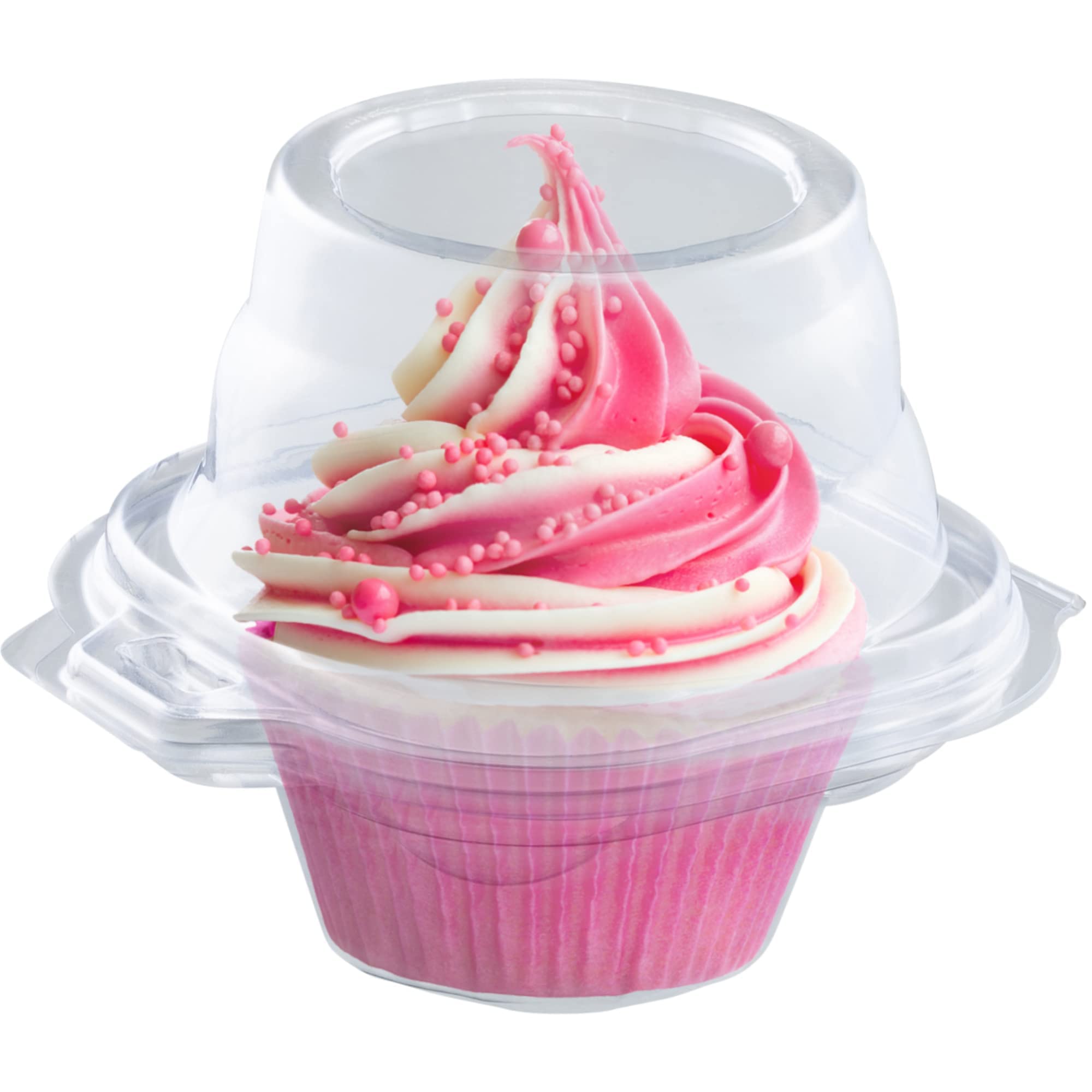 Individual Cupcake Containers (100 Pack) | Clear Plastic Disposable Cupcake Boxes/Holders | Single Cupcake Holder with Dome Lid Bulk | BPA-Free Plastic Cupcake Muffin Container Carrier Boxes to Go