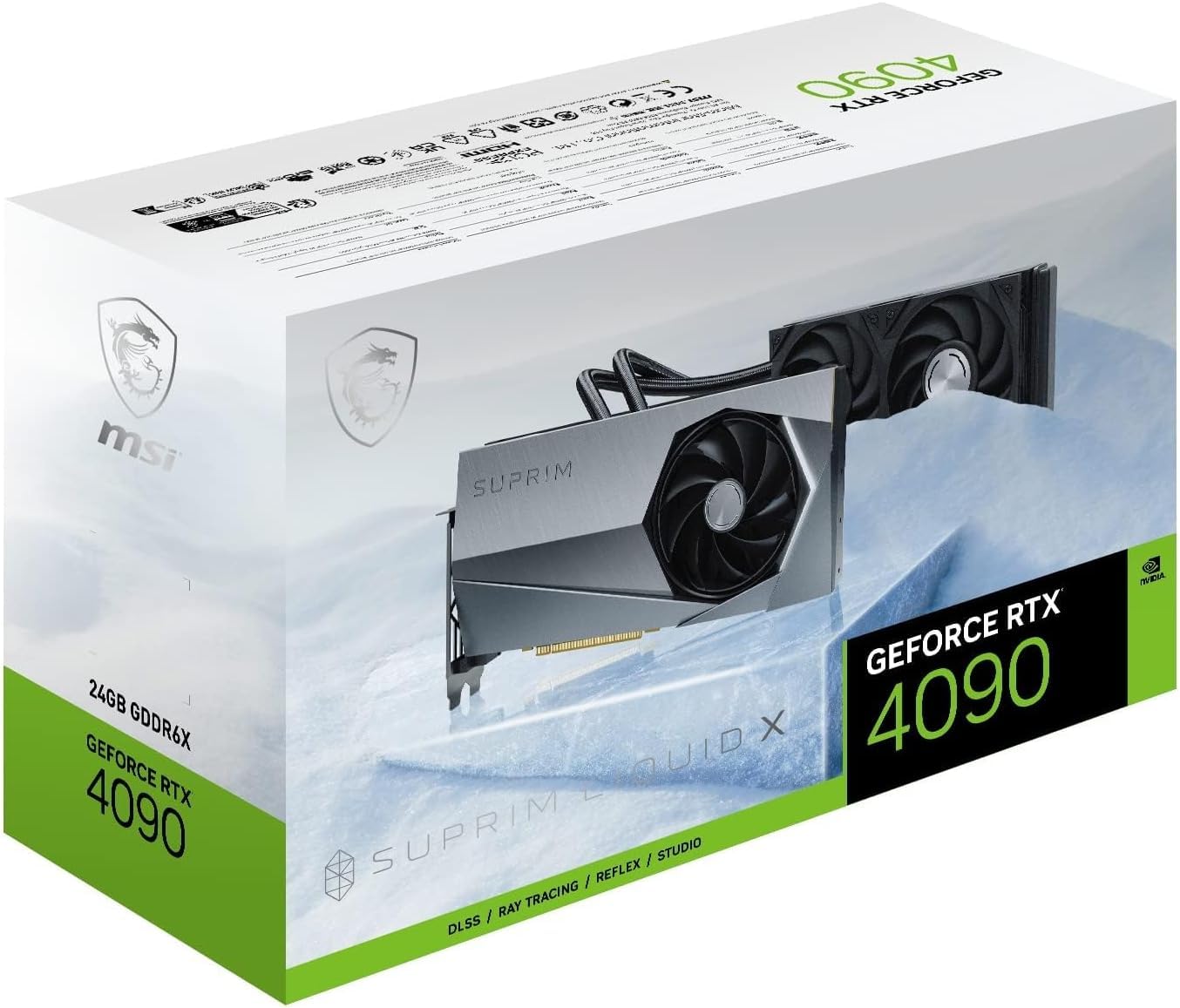 MSI SUPRIM Liquid X GeForce RTX 4090 Liquid Cool Graphics Card (PCIe 4.0, 24GB 384Bit GDRR6X, HDMI 2.1a, DP 1.4a, TORX Fan 5.0), w/Anti-Sag RGB Holder, HDMI 2.1 Cable