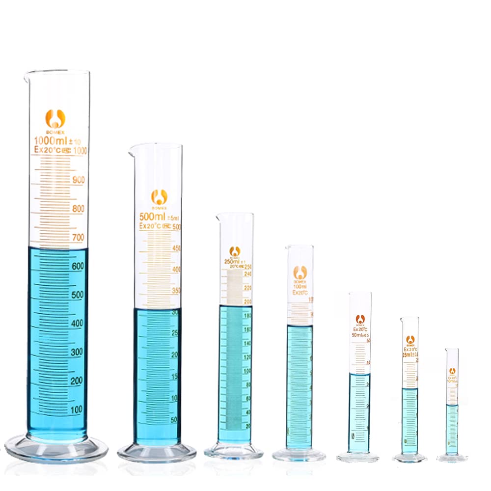 10ml Graduated Glass Cylinders (3/Pack), Measuring Glass Test Jars Borosilicate 3.3 Glass, Single Metric Scale for Lab Research Industry Teaching Brewing Wine Making Kitchen