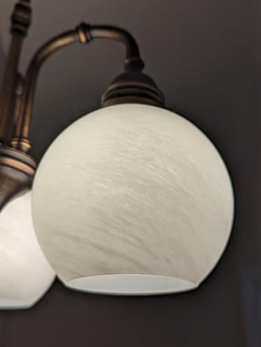 LARTEEN 3 Pack Alabaster White Glass Lamp Shade Cover Replacement for Lighting Fixture, 5.9" Diameter Round Globe Shade for Chandelier Pendant Light Wall Sconce, 1-5/8 inch Fitter Opening