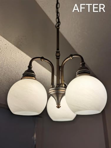 LARTEEN 3 Pack Alabaster White Glass Lamp Shade Cover Replacement for Lighting Fixture, 5.9" Diameter Round Globe Shade for Chandelier Pendant Light Wall Sconce, 1-5/8 inch Fitter Opening