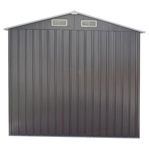Steel Garden Storage Shed 6' x 4' - Utility Tool House with Vents Garden Storage House Metal Shed for Patio (Grey)