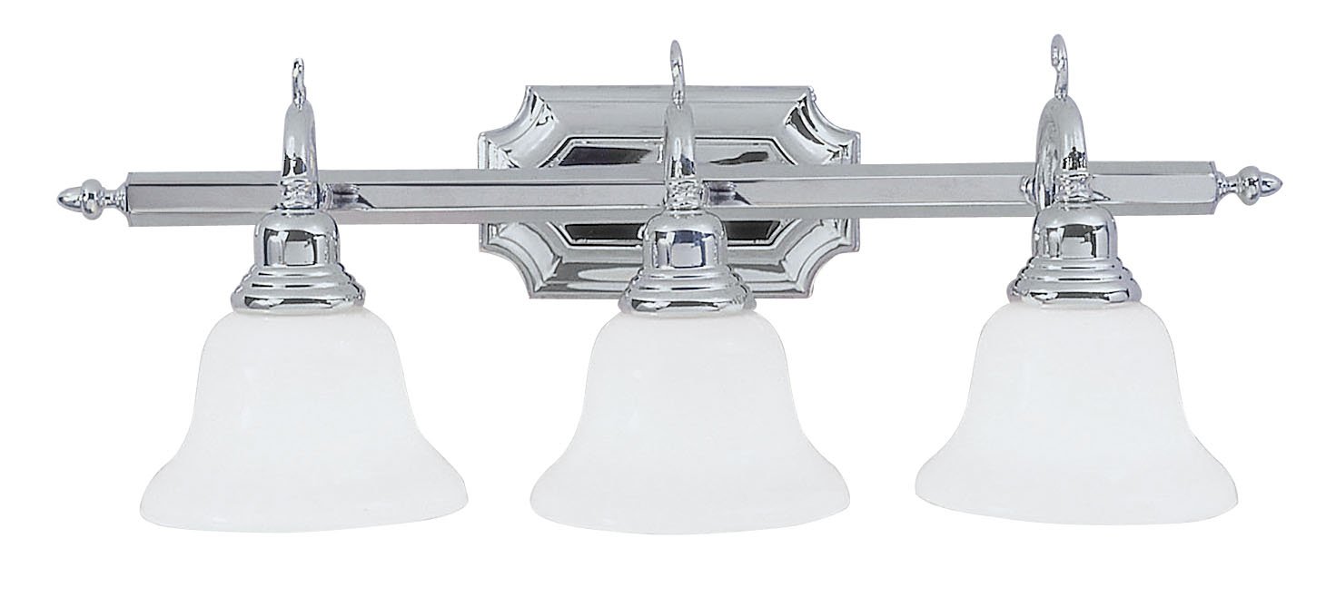 Livex Lighting 1283-05 Bath Vanity with White Alabaster Glass Shades, Chrome