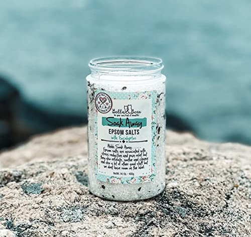 Bella & Bear Soak Away Epsom Bath Salts, Detox, Soothes Sore Muscles, Exfoliates, 14oz