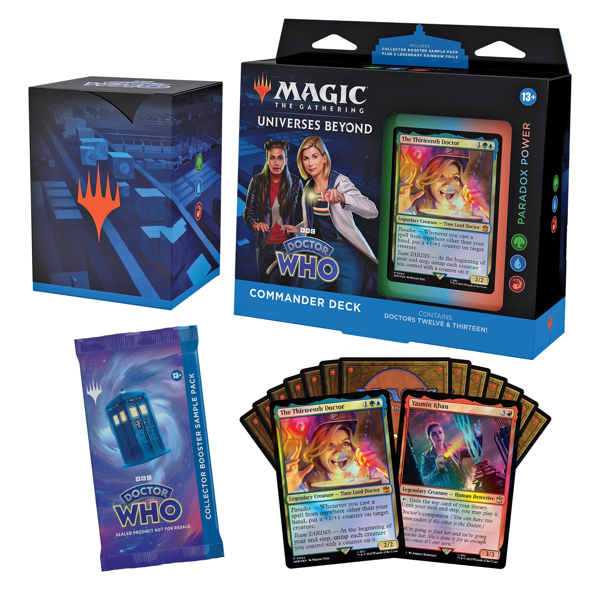 Magic The Gathering Doctor Who Commander Deck – Paradox Power (100-Card Deck, 2-Card Collector Booster Sample Pack + Accessories)