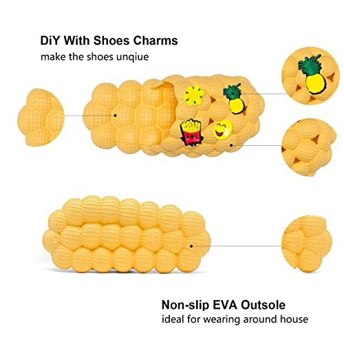 Cubufly Kids Bubble Slides Golf Ball Slipper Boy Girl Thick Sole Massage Bubble Shoes Funny House Yard Shower Slippers Yellow