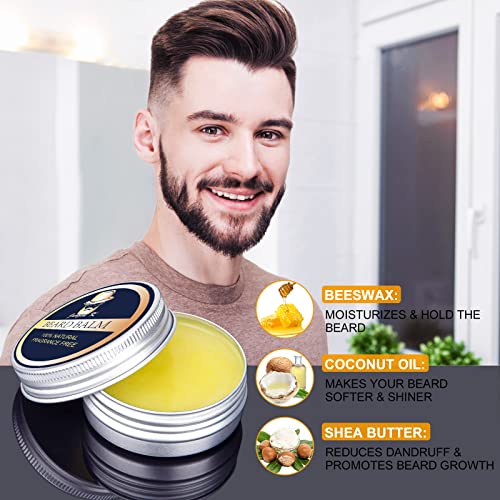 Beard Growth Kit - Derma Roller for Beard Growth, Beard Kit with Beard Growth Oil, Beard Roller, Balm, Comb - Facial Hair Growth & Patchy Beard Growth - Valentine's Day Gifts for Him Husband Boyfriend Dad