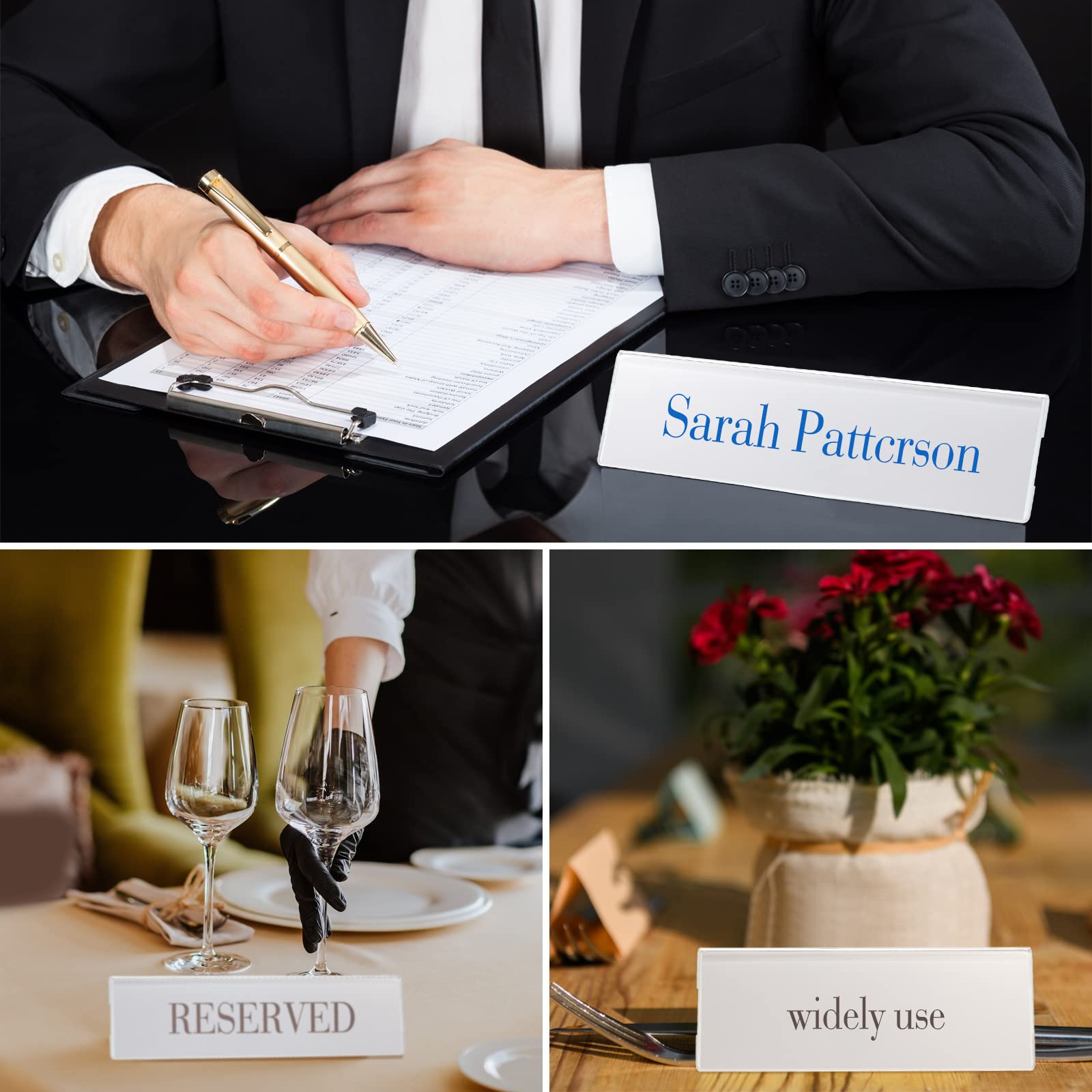 Yexiya Perforated Paper Nameplate Inserts Printable Name Plate Inserts Print or Write Paper Inserts Blank Paper Name Badge Inserts for Business Meetings Corporate Events(30 Pack,8 x 2 Inch)