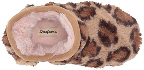 Dearfoams unisex child Charlotte Furry Bootie Slipper, Leopard, 13 Big Kid US