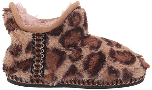 Dearfoams unisex child Charlotte Furry Bootie Slipper, Leopard, 13 Big Kid US