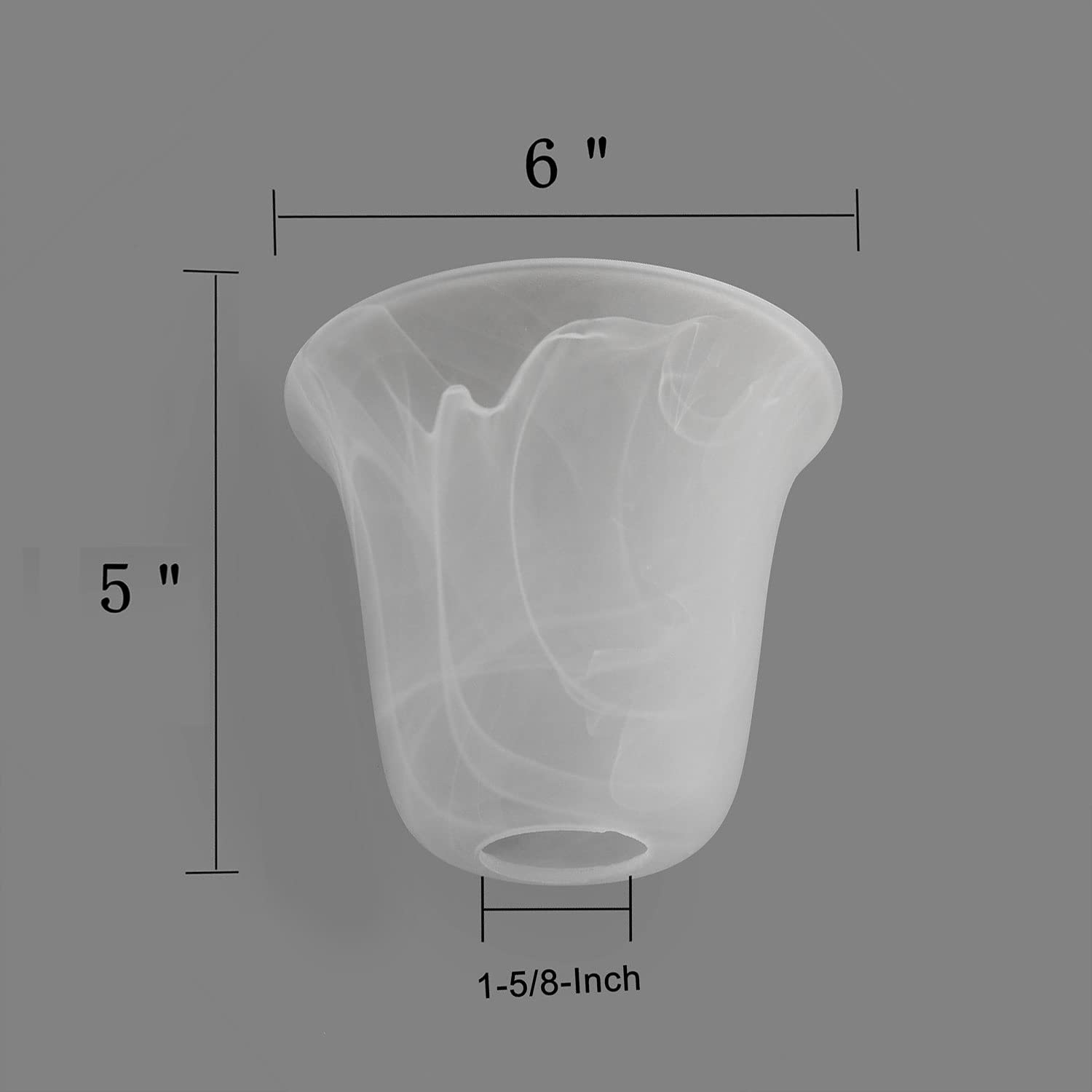 Eumyviv Bell Shaped Alabaster Glass Lamp Shade Replacement with 1-5/8-inch Fitter Opening for Ceiling Fan Light Kit Wall Sconce Pendant Light Fixture (6pcs Alabaster Glassed)