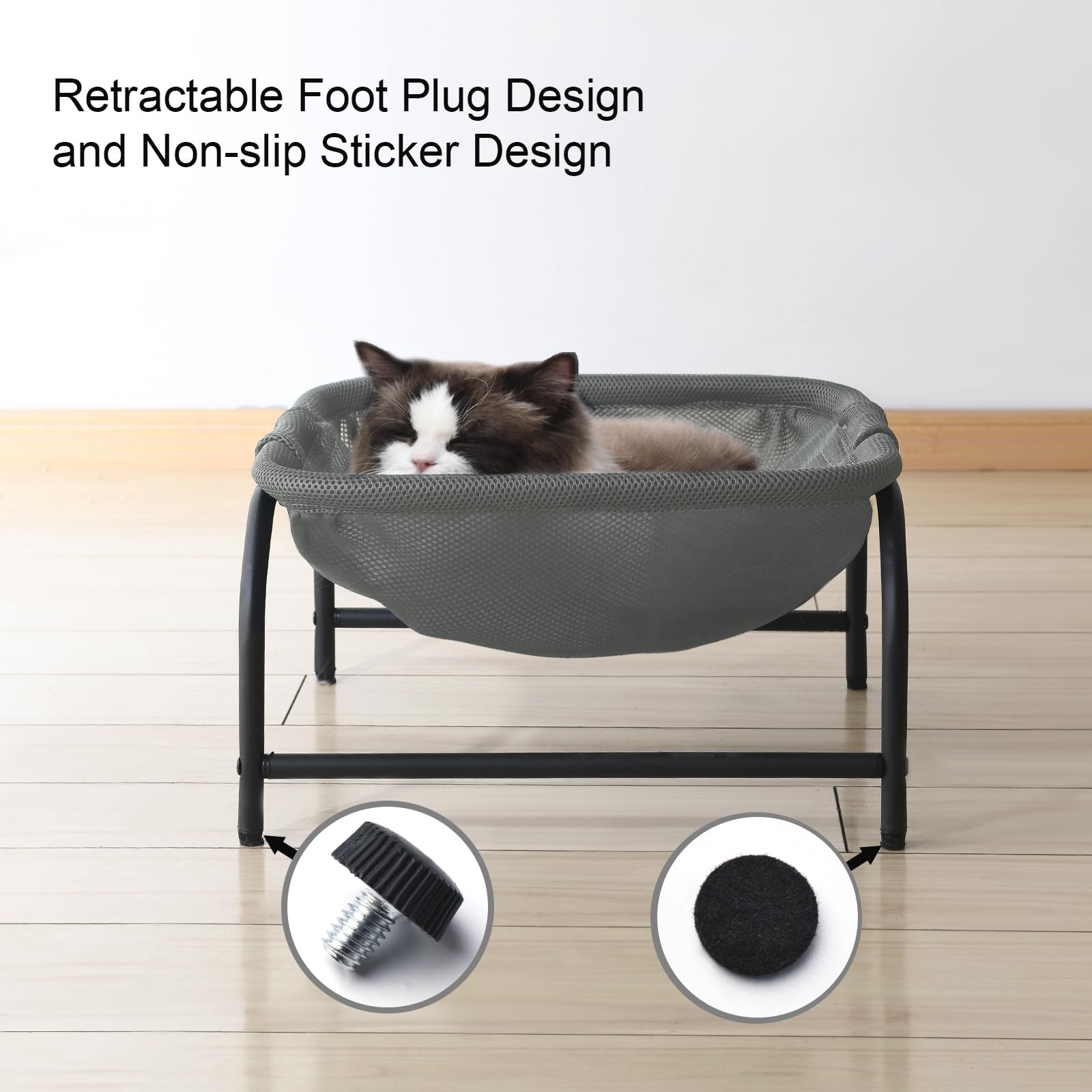 JUNSPOW Cat Bed [Designed for Big Cats] Cat Hammock Dog Bed Pet Square Hammock Bed Free-Standing Kitty Sleeping Couch Pet Supplies Whole Wash Stable Detachable Easy Assembly Indoor Outdoor