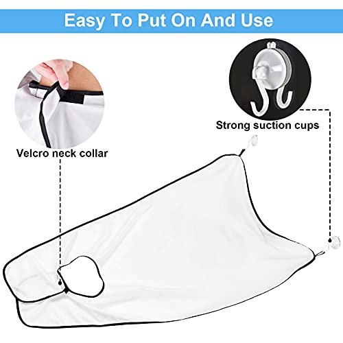 Beard Trimming Catcher Bib, Beard Hair Catcher for Men Shaving, Non-Stick Beard Apron Cape Grooming Cloth, Waterproof, with 4 Suction Cups, Christmas Gifts for Men - White