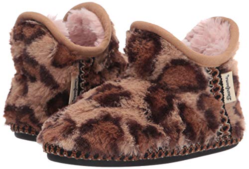 Dearfoams unisex child Charlotte Furry Bootie Slipper, Leopard, 13 Big Kid US