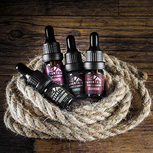 Beard Oil Sample Size Pack - 4 Unique Beard Oil Varieties (0.17 oz each) - Cedarwood, Sandalwood, Bamboo & Unscented β Contains Essential Oils