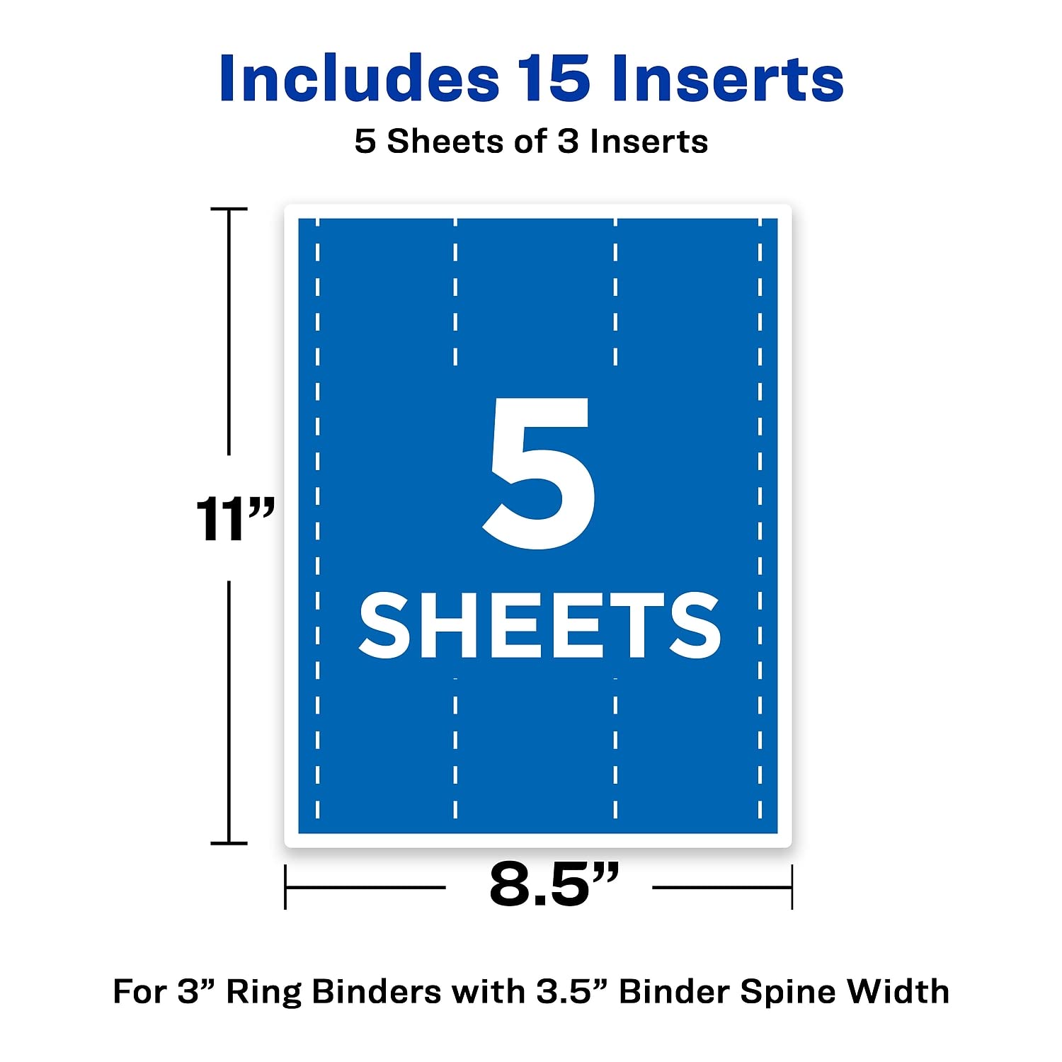 Avery 3-Inch Binder Spine Inserts, Laser/Inkjet, White, 15 Inserts/Pack (89109)