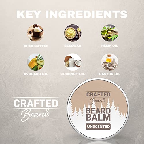 Crafted Beards - Beard Balm - Beard Wax - Mustache Wax - Light Hold - For a Softer, Smoother, Moisturized Beard - Made with All-Natural and Organic Ingredients - Leave in Conditioner (Unscented)
