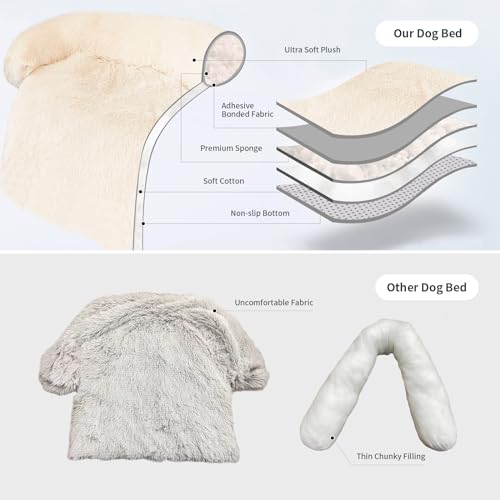 WELLYELO Small Calming Dog Bed Sofa Couch for Small Dogs and Cats - Fluffy Plush Mats for Furniture Protector With Washable Cover (30x26x5, White)