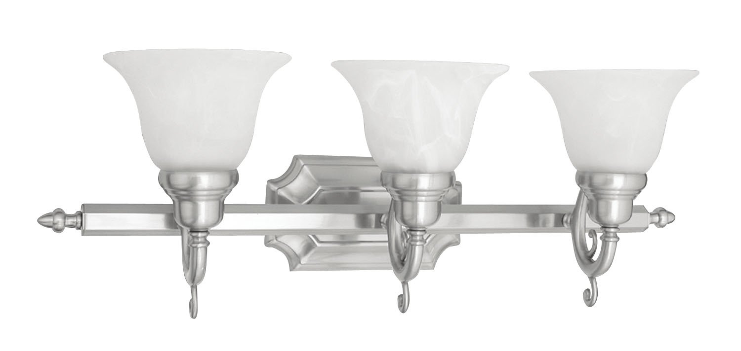Livex Lighting 1283-91 Bath Vanity with White Alabaster Glass Shades, Brushed Nickel