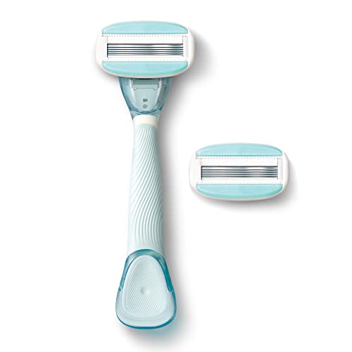 Dorco EVE 5 Razors for Women for Extra Smooth Shaving (1 Razor Handle, 6 Pcs Razor Blade Refills), 5 Curved Blades with Flexible Moisture Bar, Womens Razors for Shaving with Aloe Vera Moisture Bar, Interchangeable Cartridge for Sensitive Skin, Stocking St
