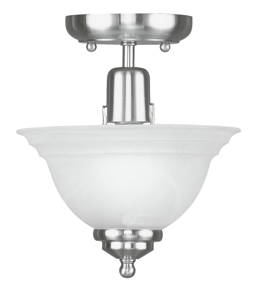 Livex Lighting 4250-91 Flush Mount with White Alabaster Glass Shades, Brushed Nickel