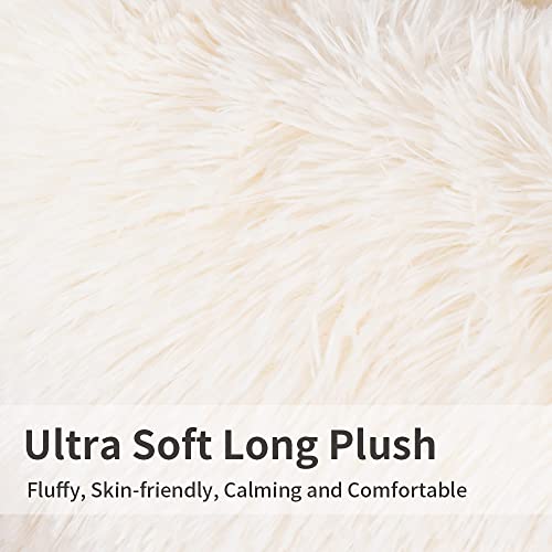 WELLYELO Small Calming Dog Bed Sofa Couch for Small Dogs and Cats - Fluffy Plush Mats for Furniture Protector With Washable Cover (30x26x5, White)