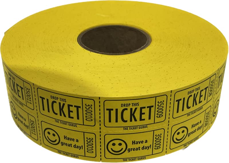 The Ticket Gurus Double Smile Raffle tickets-2000 Double Tickets/roll (4 Random Colors)