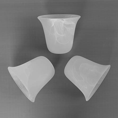 Anmytek 3 Pack Bell Shaped Alabaster Glass Lamp Shade, Lighting Fixture Accessory Lampshade Glass Replacement with 1-5/8-inch Opening Fitter, A00043