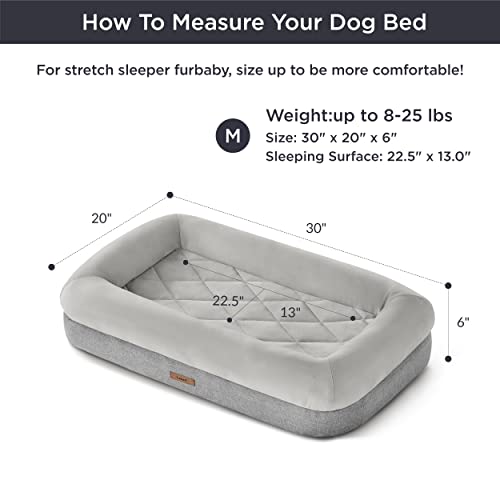Lesure Memory Foam Dog Bed - Orthopedic Dog Bed for Medium Dogs Made with CertiPUR-US® Certified Foam - Bolster Pet Bed with Removable Washable Cover and Waterproof Lining, Grey
