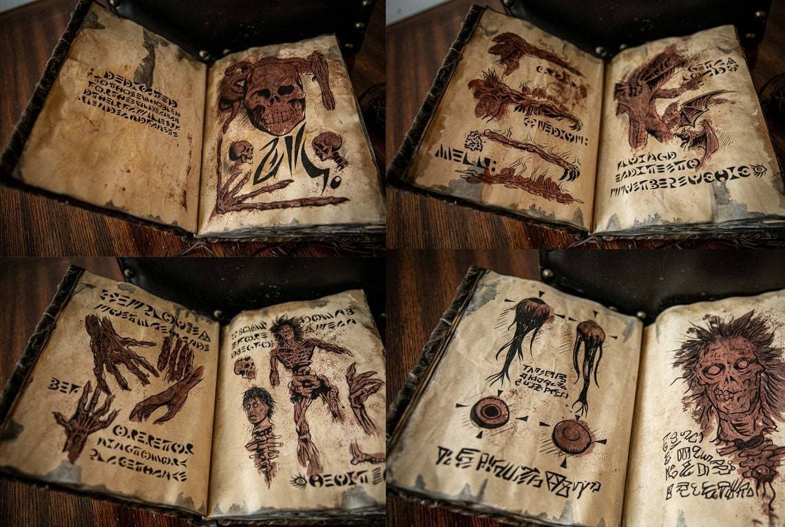 Necronomicon Evil Dead Necronomicon Book of The Dead Spellbook Leather Hardcover Necronomicon Journal Spells Decoration Lovecraft Horror Movie Prop Decor Notebook
