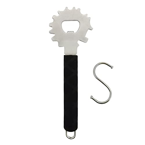 Grill Cleaner - Grill Scraper Has 12 Grooves Fits Most Grill Grate Rescue, BBQ Camping Kitchen Must Have Gadgets and Tools, with Bottle Opener Features (Black)