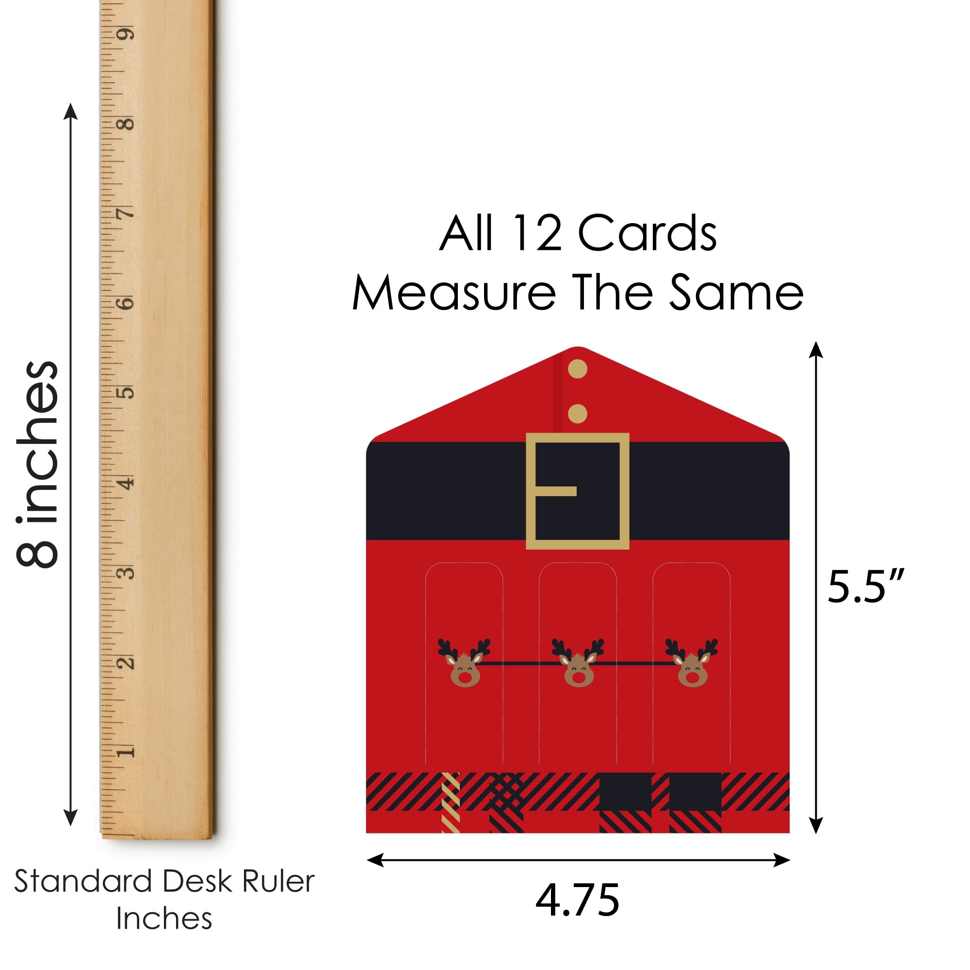 Big Dot of Happiness Jolly Santa Claus - Christmas Party Game Pickle Cards - Pull Tabs 3-in-a-Row - Set of 12