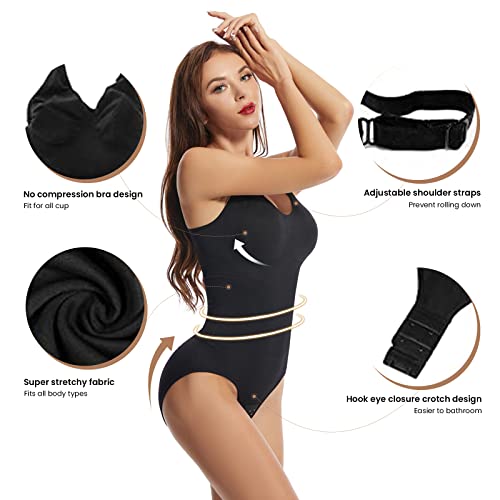UniikStuff Bodysuit for Women - Seamless Tummy Control Shapewear Sculpting Thong Sleeveless Women Body Shape(1 Pack)