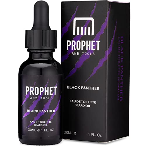 Dark & Sexy Musky Scented Black Panther EDT Aftershave Beard Oil FOR MEN - Soothes Skin, Softens Hairs, Shine Booster, Thicker & Fuller Beard Growth - Vegan and Nuts-Free - Prophet and Tools