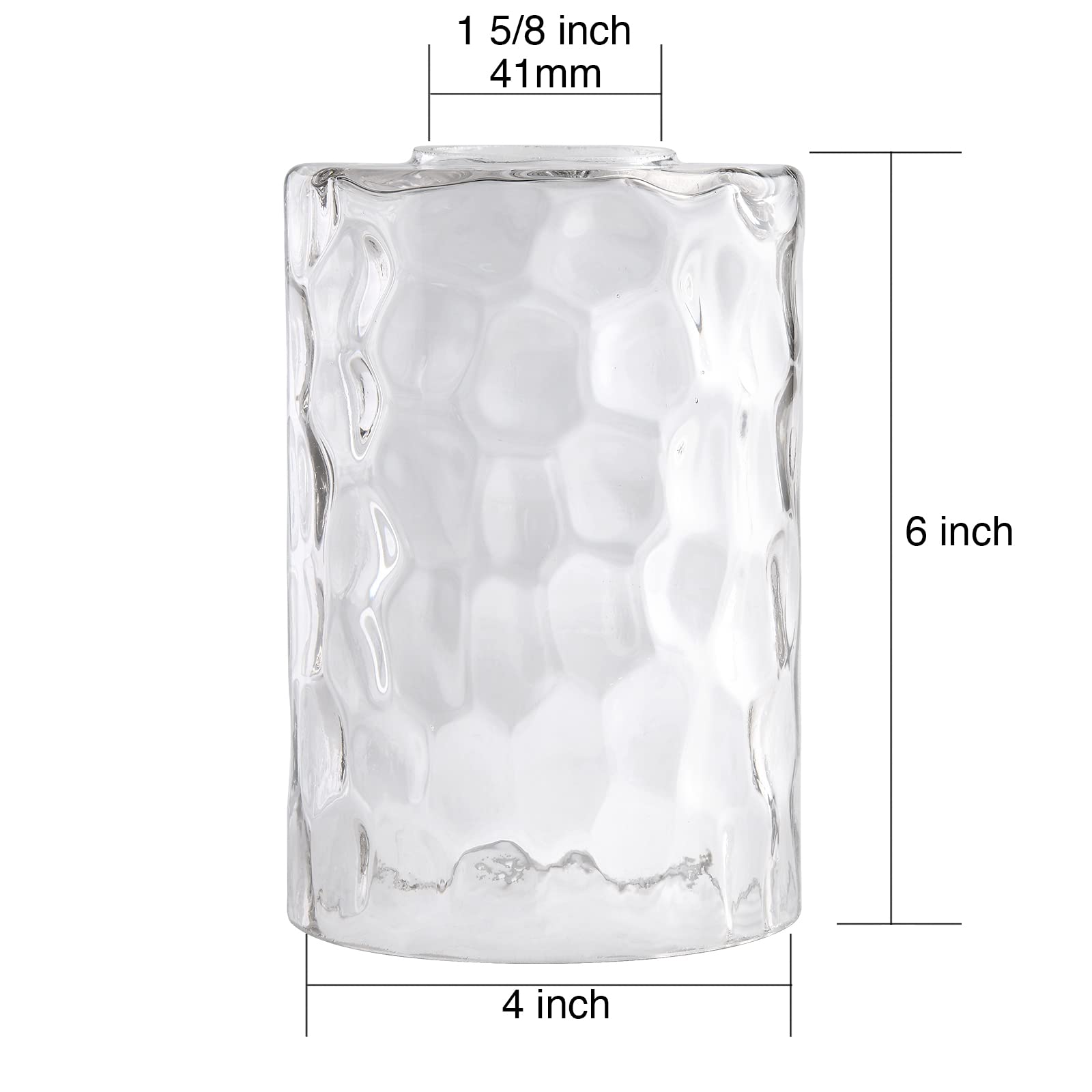 GoldSwift 3 Pack Clear Hammered Glass Lamp Shade Replacement Globe Cover, 6" Tall, Water Ripple Cylinder Glass Lampshade for Lighting Fixture Chandelier Pendant Light Wall Sconce, 1-5/8 Inch Fitter