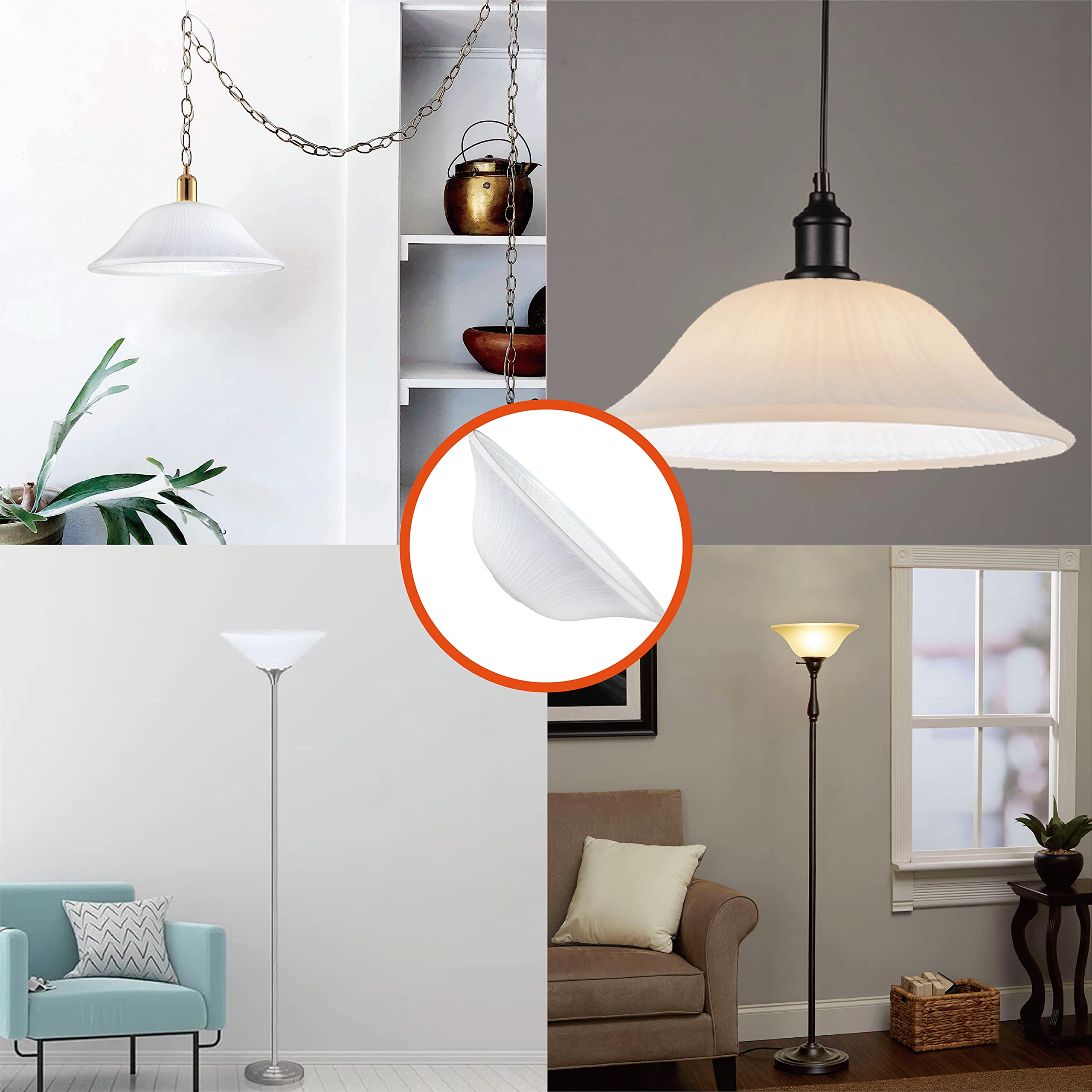 Aspen Creative 23140-11 Etched Alabaster Transitional Style Replacement Glass Shade for Medium Base Socket Torchiere Lamp, Swag Lamp and Pendant, 15-1/2" Diameter x 5-1/2" High, 1 Pack