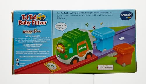 VTech Baby 80-187764 TUT Speedster Rubbish Truck and 2 Wheelie Bins Green