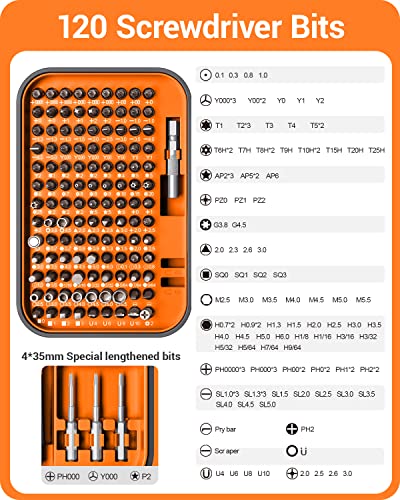 Precision Screwdriver Set, Laptop Repair Tool Kit, Kingsdun 130 in 1 Professional Computer Magnetic Screwdrivers Kit with 120 Bits Torx Star Screwdriver for PC, Xbox, Phone, Switch, Rc Car DIY